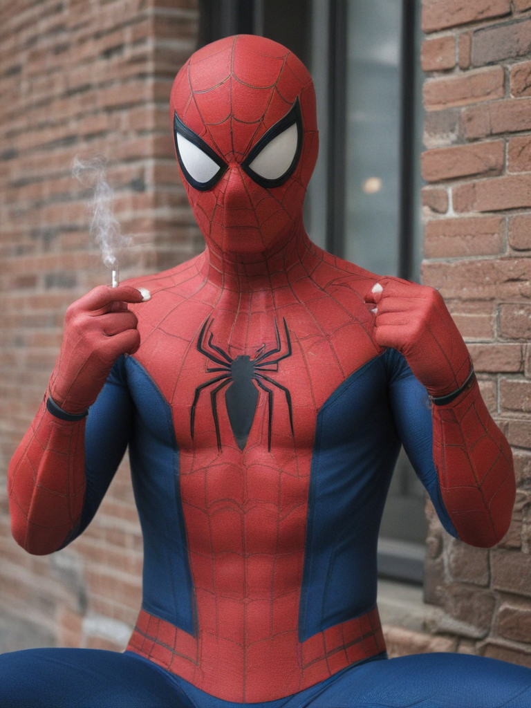 Spiderman smoking