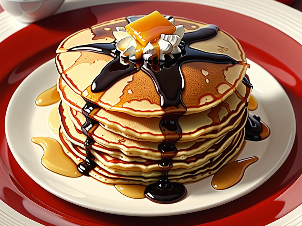 Delicious Stack of Fluffy Pancakes Topped with Fresh Strawberries and ...
