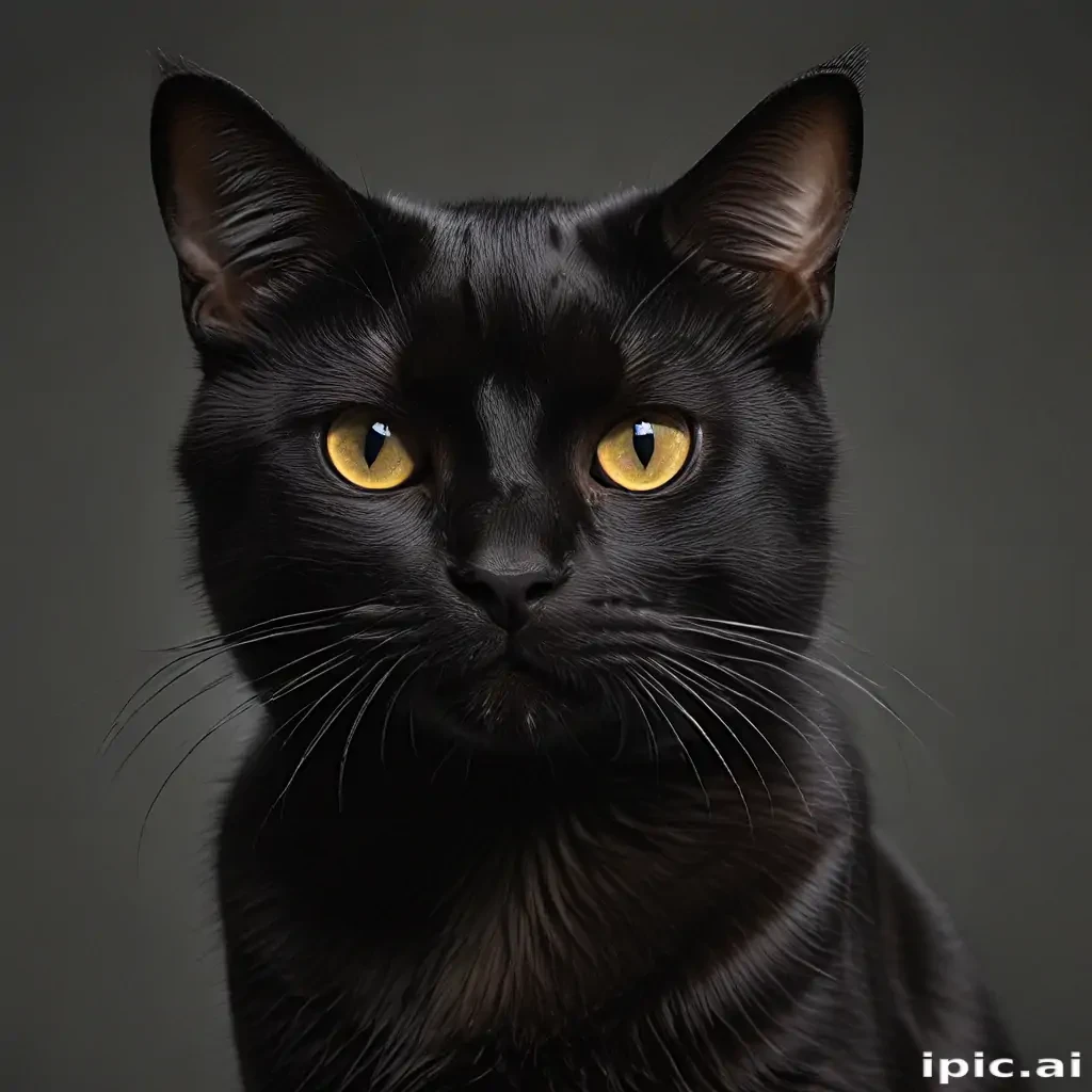 A Majestic Black Cat with Striking Golden Eyes and Elegant Features.