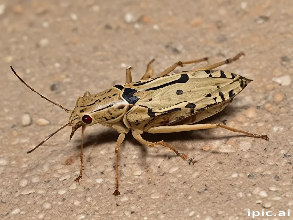 Close-Up of a Unique Insect with Striped Body and Red Eyes