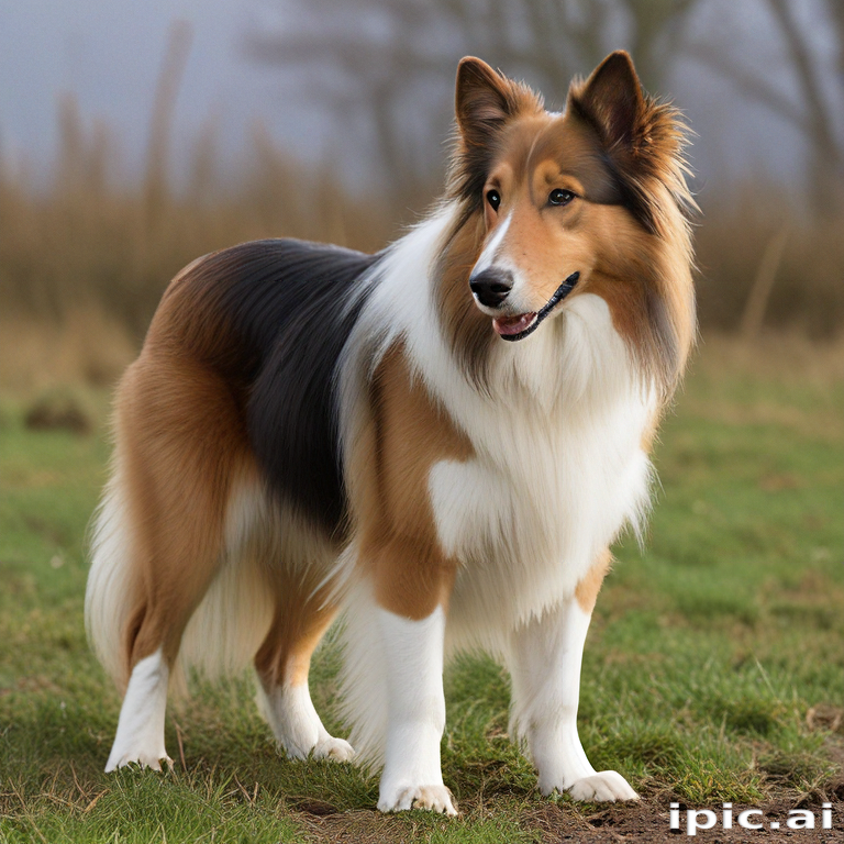 A Beautiful Collie Dog Posing Gracefully in a Natural Outdoor Setting.
