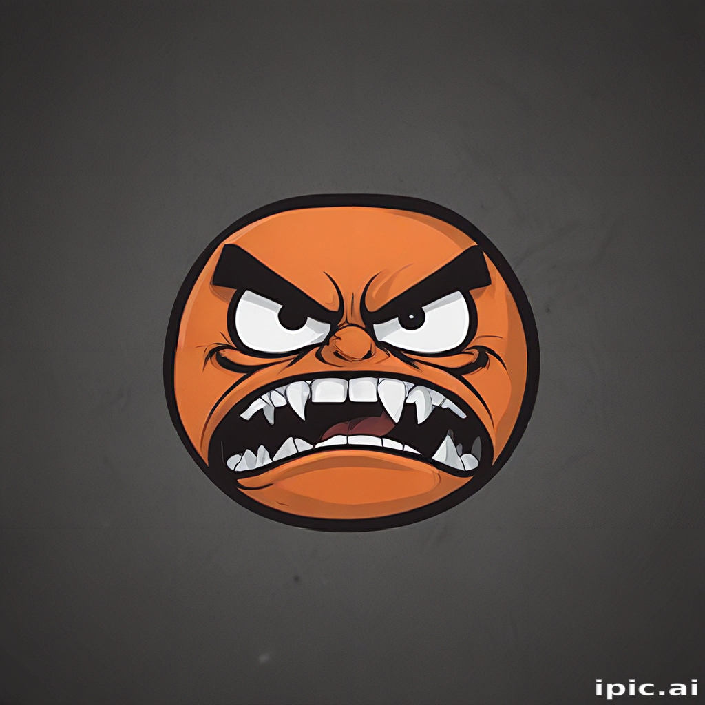 Angry Cartoon Face with Sharp Teeth and Intense Expression on Dark ...