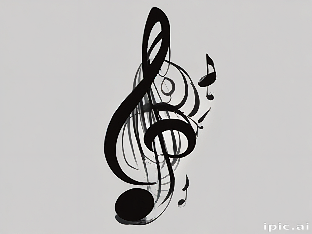 Elegant Black Musical Notes and Clef Design Against a Light Background
