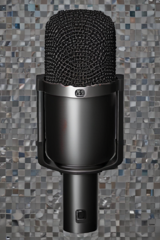 Stylish Black Microphone Against a Shimmering Silver Mosaic Background ...