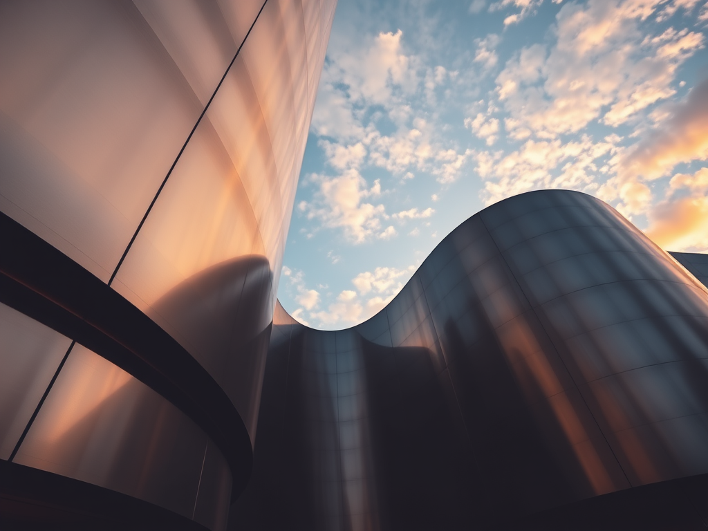 Architectural Marvel: Curved Metallic Structures Under a Beautiful ...