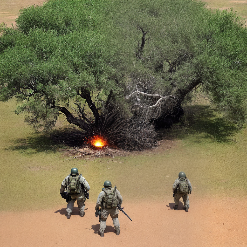 a bomb exploding, super fat soldier