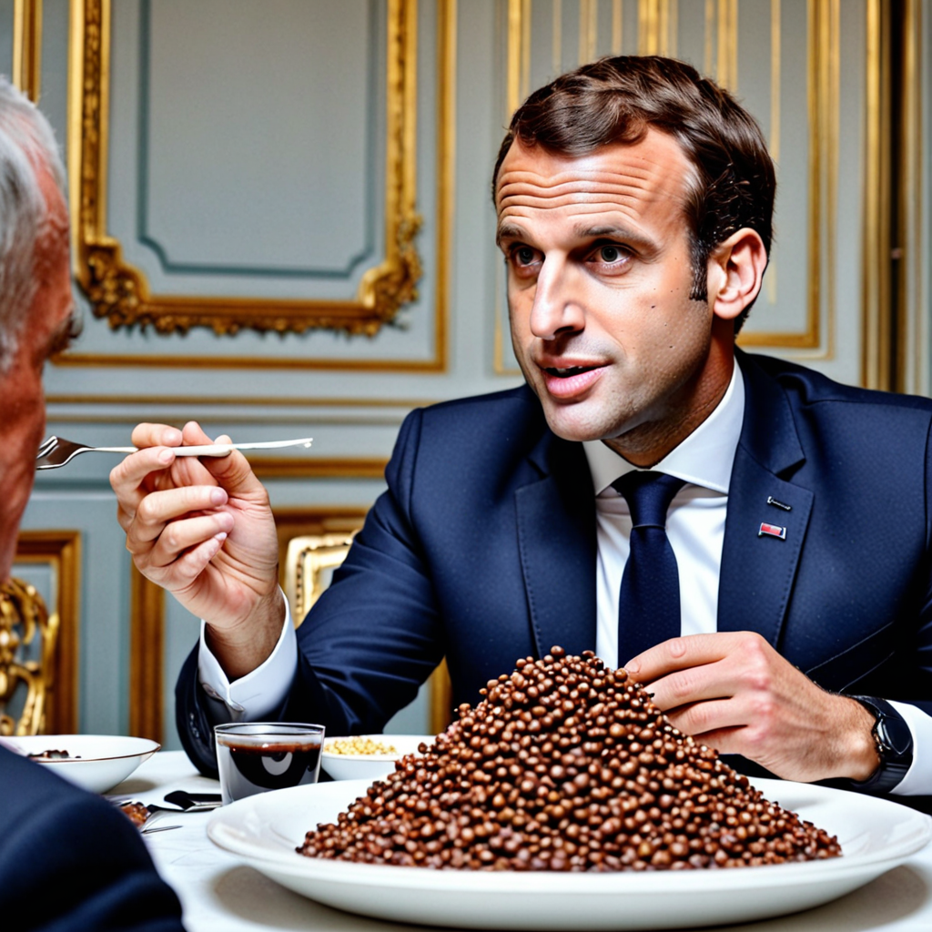 emmanuel macron eating feces