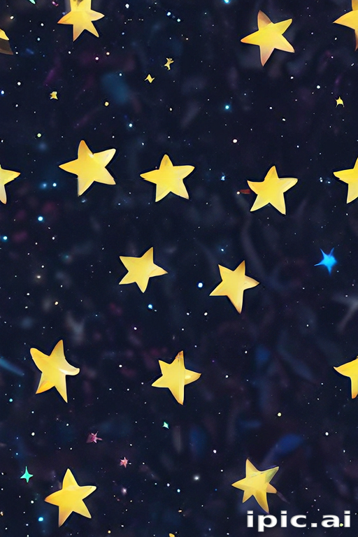 Night Sky Filled with Shimmering Yellow Stars Against a Dark Background