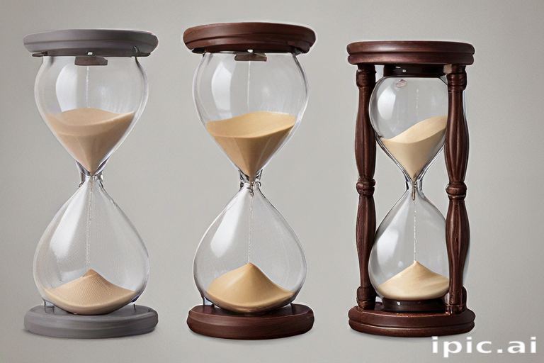 Three Distinct Hourglasses Displaying the Passage of Time in Elegance