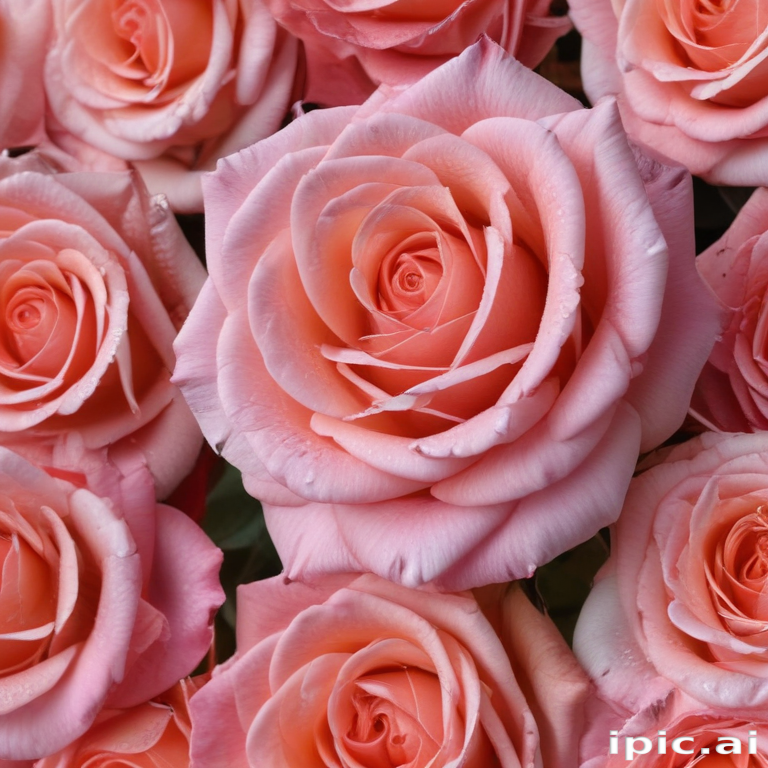 A Beautiful Arrangement of Soft Pink Roses in Full Bloom.