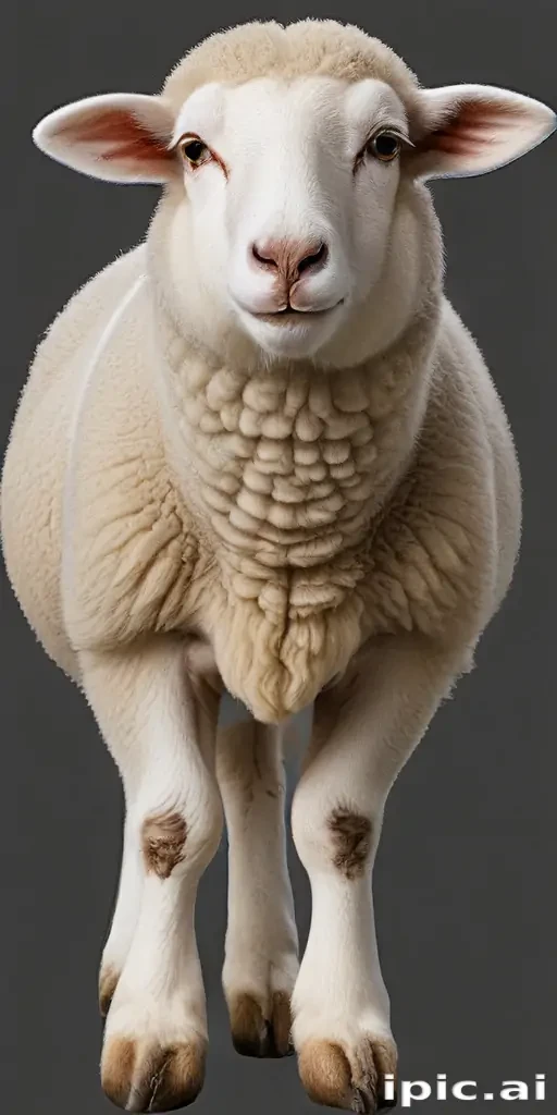A Charming Portrait of a Playful Sheep Standing Against a Dark Background