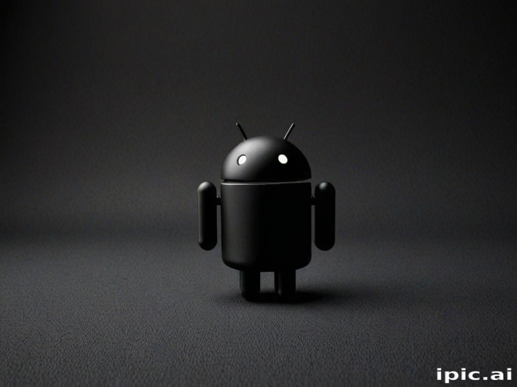Stylish Black Android Figure Against a Minimalist Dark Background Design