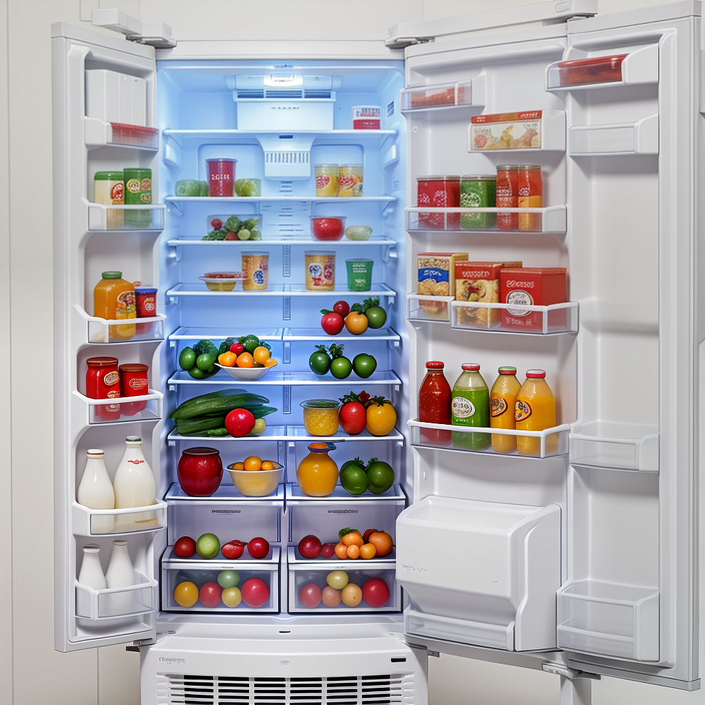 Bright and Organized Refrigerator Filled with Fresh Fruits, Vegetables ...