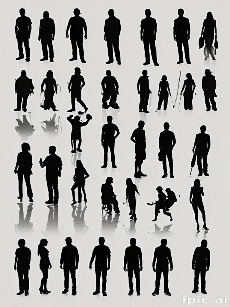 Collection of Diverse Silhouettes Representing Various Human Activities ...
