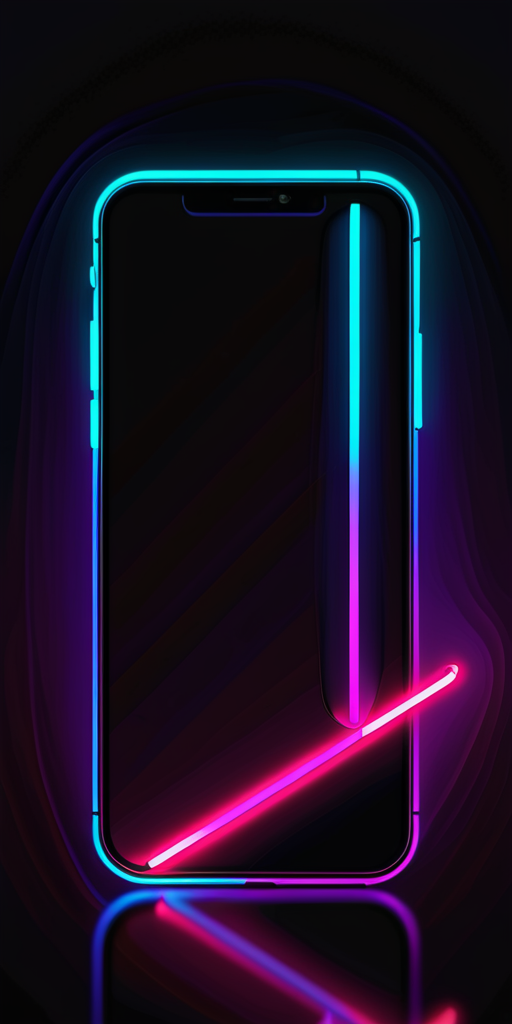 Vibrant Neon Smartphone Design with Glowing Blue and Pink Lines