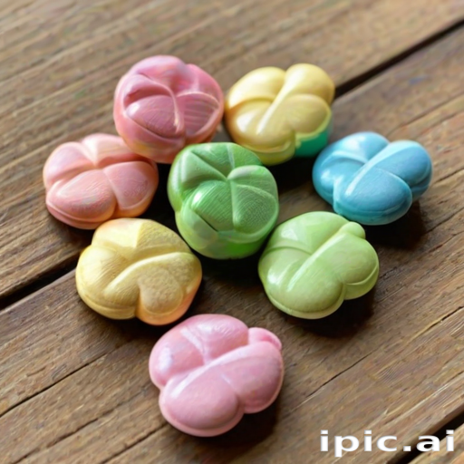 Colorful Heart-Shaped Candy Pieces Arranged Beautifully on a Wooden ...