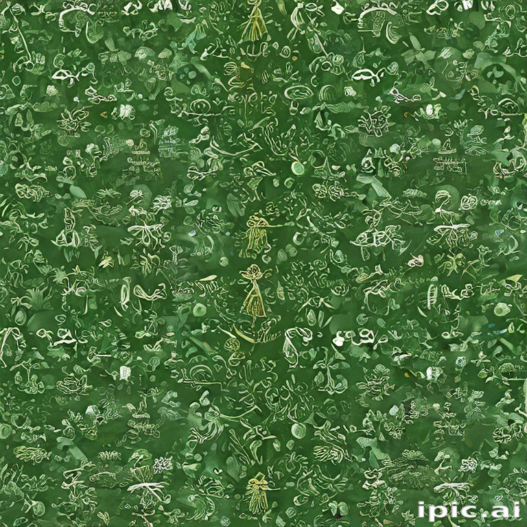 Intricate Green Patterns Featuring Various Nature-Inspired ...