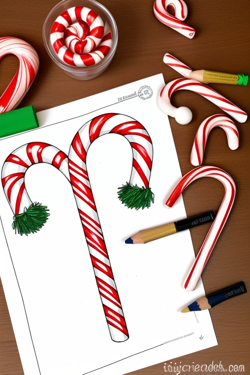 Colorful Candy Canes in Various Directions on a Festive Green Background
