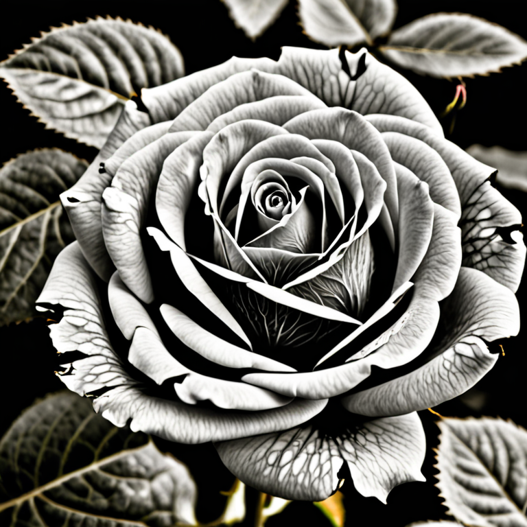 shot of a Rose from a great height falling withering away, black and ...