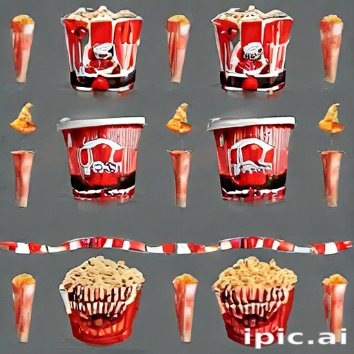 Colorful Display of Popcorn Buckets and Cones in Various Shapes
