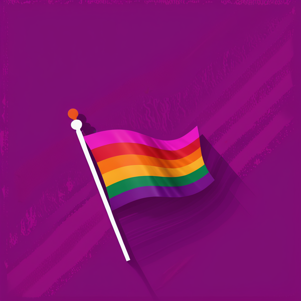 Vibrant Rainbow Flag Waves Proudly Against a Deep Purple Background