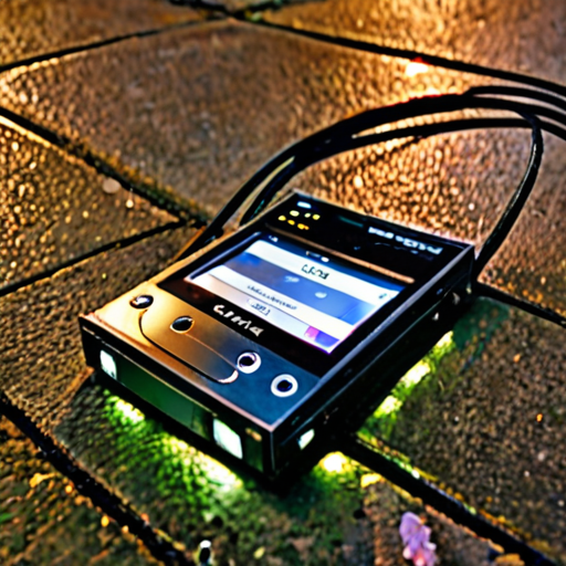 sony walkman on floor in city at night