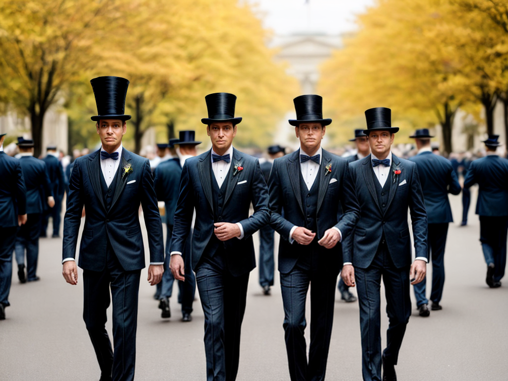 men in suit of card costumes marching alice inspired