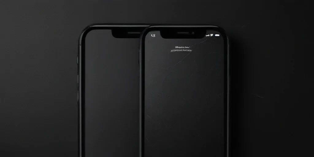 Two Smartphones Displaying Dark Screens with Subtle Cracks on Surface
