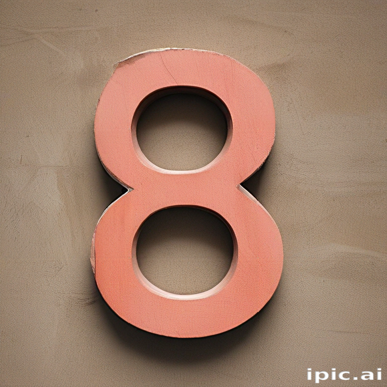 A Bold and Stylish Number Eight Displayed on a Neutral Background.