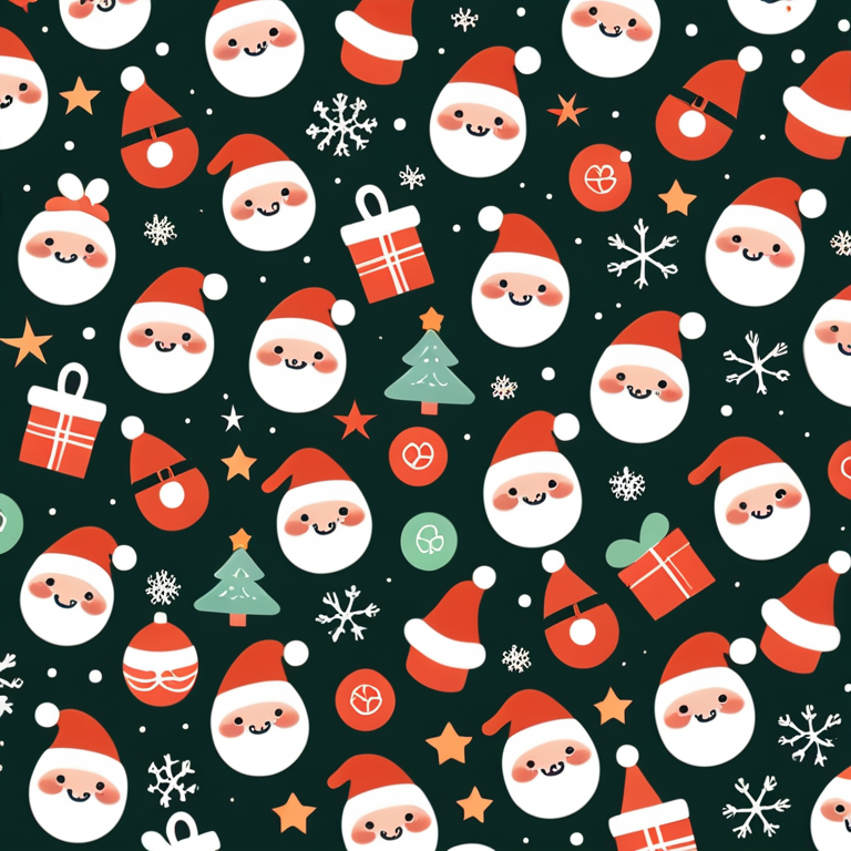 Festive Pattern Featuring Santa Claus, Christmas Trees, and Holiday ...