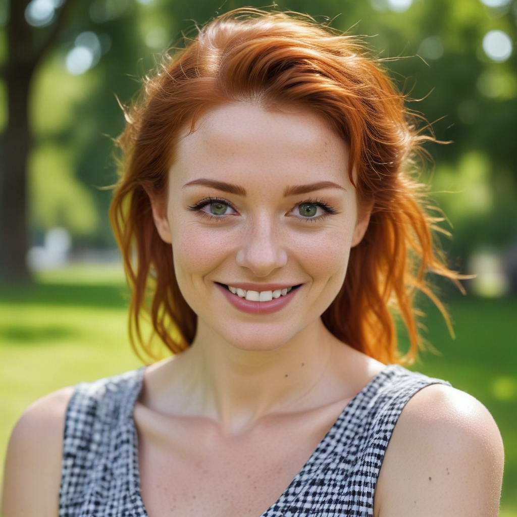 portrait of beautiful red-haired ginger Irish scottish woman smile ...