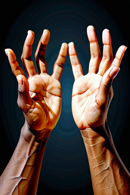 Expressive Hands Reaching Out Against a Dark Background in Unity
