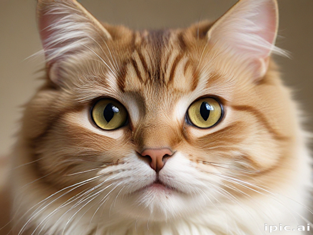 A Charming Close-Up of a Fluffy Orange Cat with Expressive Eyes