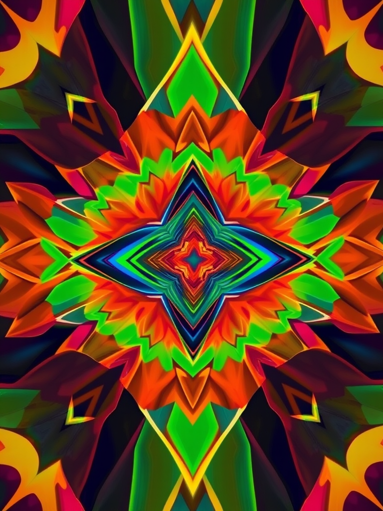 Vibrant Kaleidoscope of Colors and Geometric Patterns in Symmetrical ...