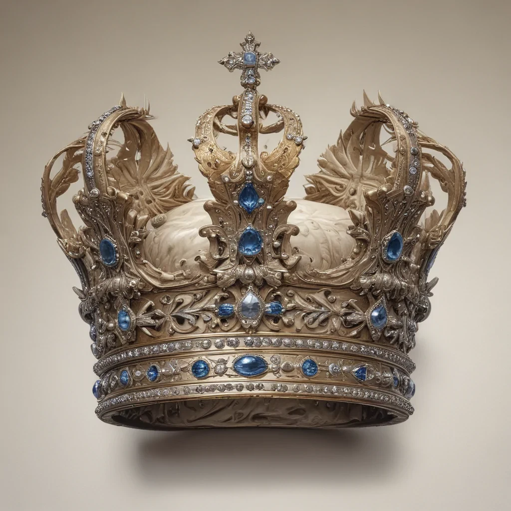 A Magnificent Crown Adorned with Blue Gemstones and Intricate Designs