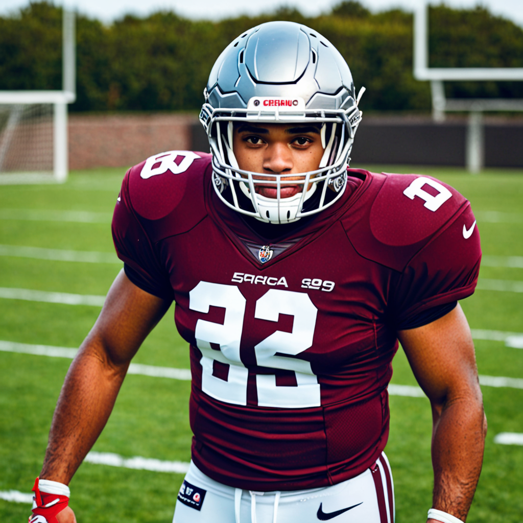 a lightskin man in football gear with no sponsors or words on the ...