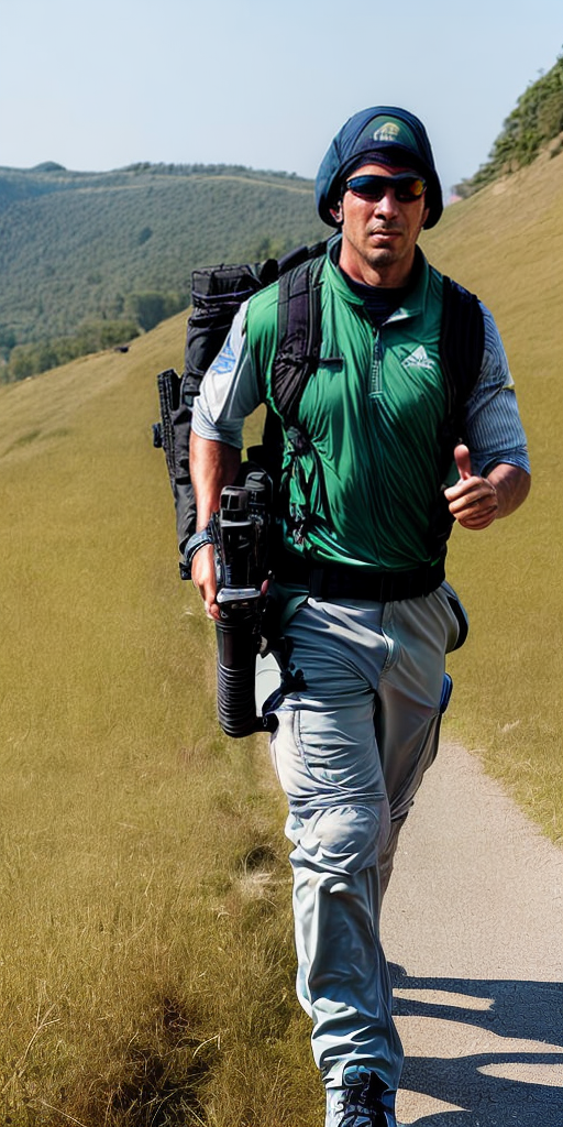 A man running carrying an M4 weapon