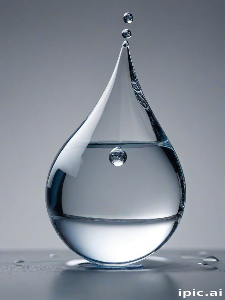 A Glimmering Water Drop Captured in Perfect Clarity and Reflection