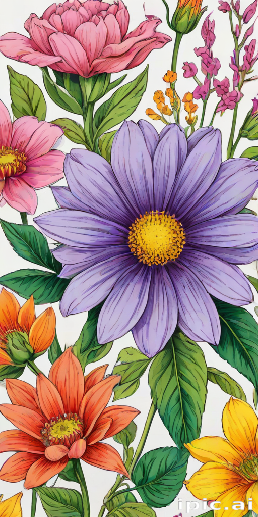 Vibrant Floral Arrangement Featuring Various Colorful Flowers and Lush ...
