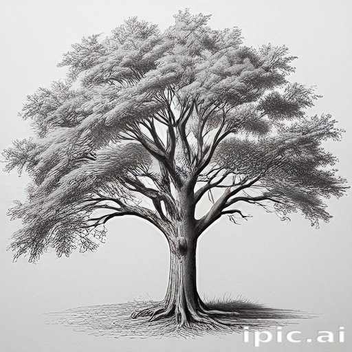 A Beautifully Detailed Illustration of a Majestic Tree with Intricate ...