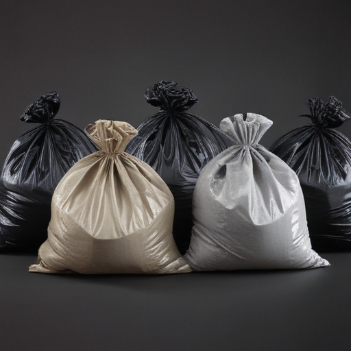 Colorful Collection of Trash Bags Ready for Recycling and Disposal