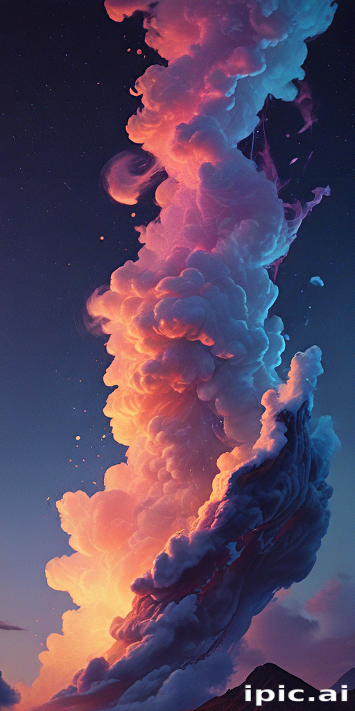 Majestic Clouds Illuminated by Vibrant Colors in a Night Sky