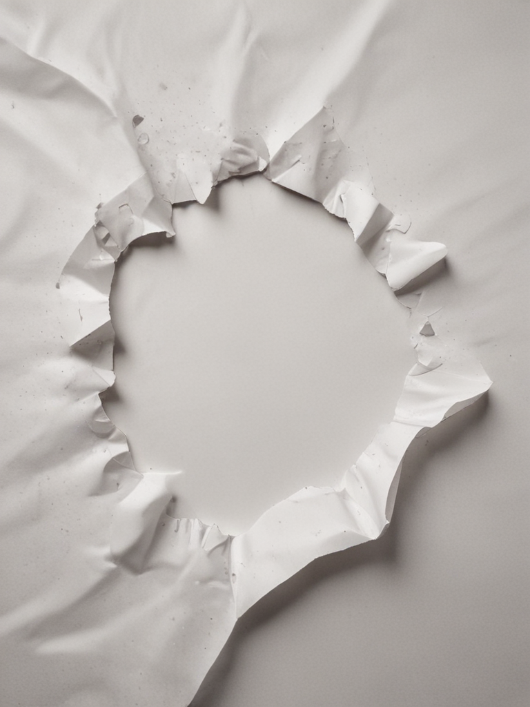 Textured Paper Torn Open to Reveal a Blank White Background