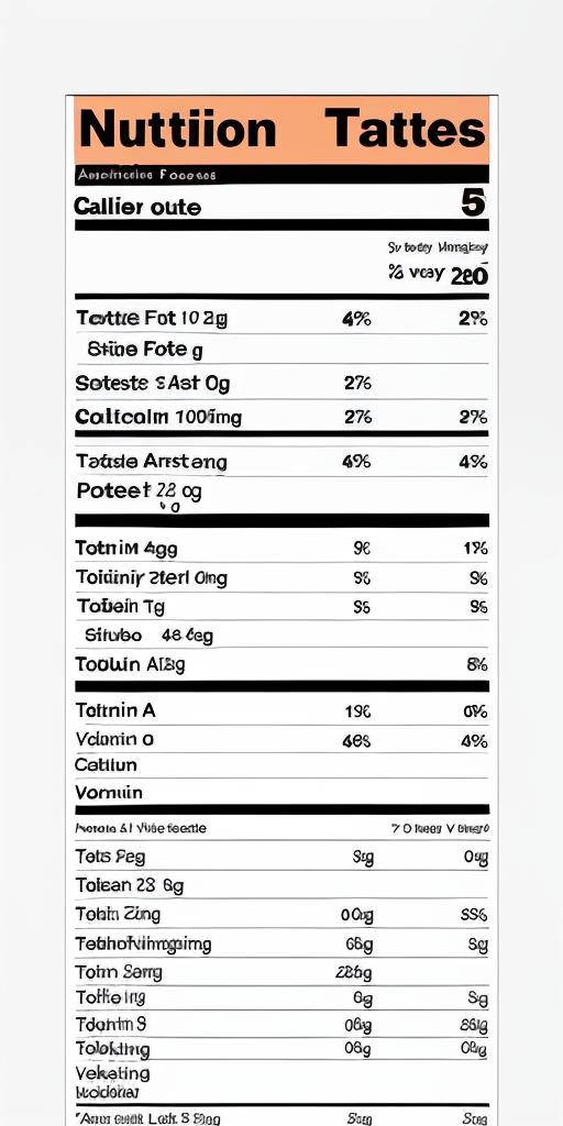 Nutritional Information Table for a Food Product with Serving Details