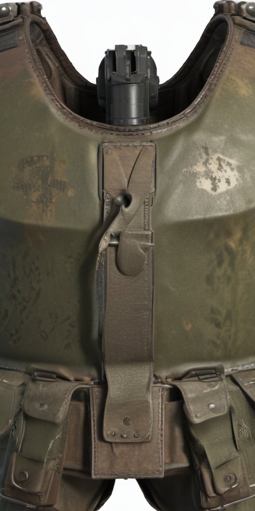 Detailed Close-Up of a Military Tactical Vest with Equipment Attachments
