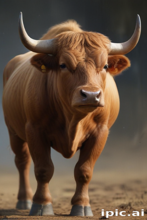 A Majestic Bull Stands Proudly Against a Softly Blurred Background.