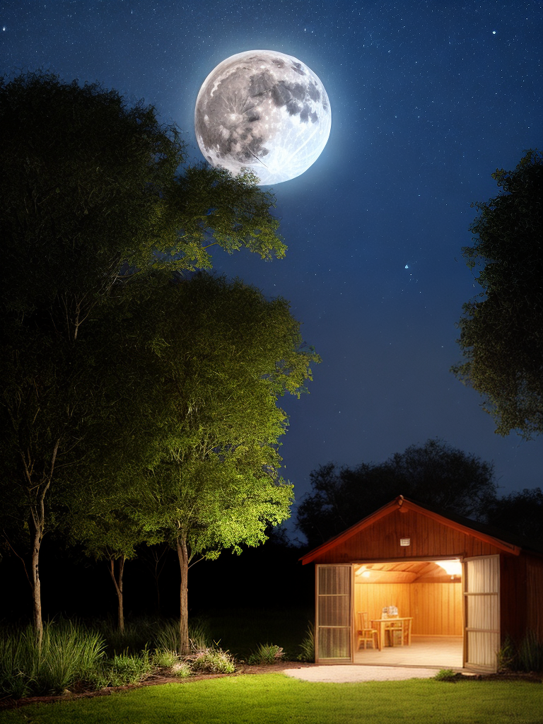 a cow shed in moon light