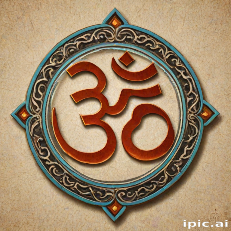 Intricate Design Featuring the Sacred Om Symbol in Vibrant Colors