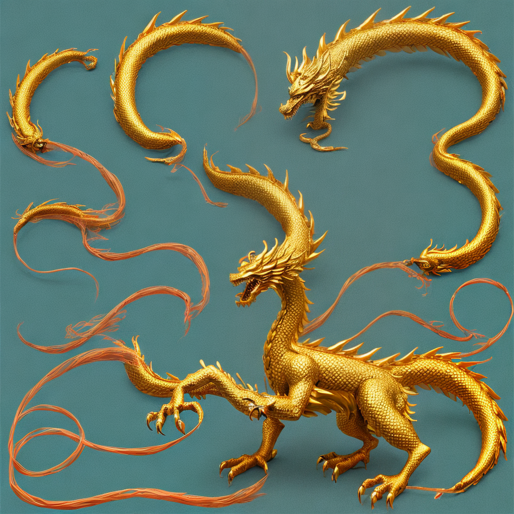The realistic and majestic painting style of the Five Claw Golden ...