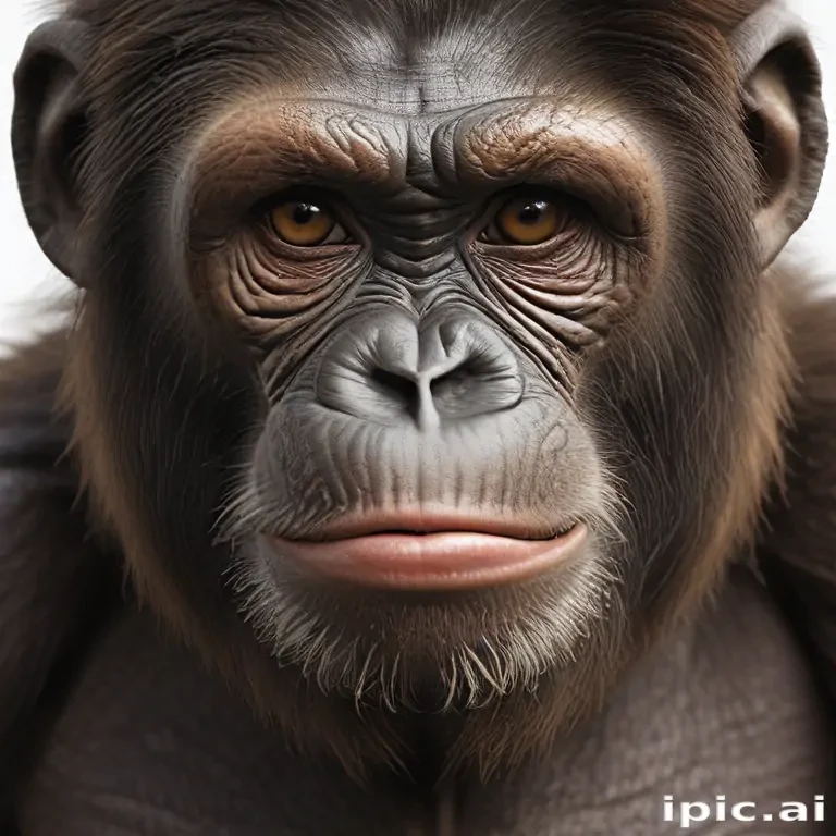 A Close-Up Portrait of a Realistic and Expressive Primate Face.